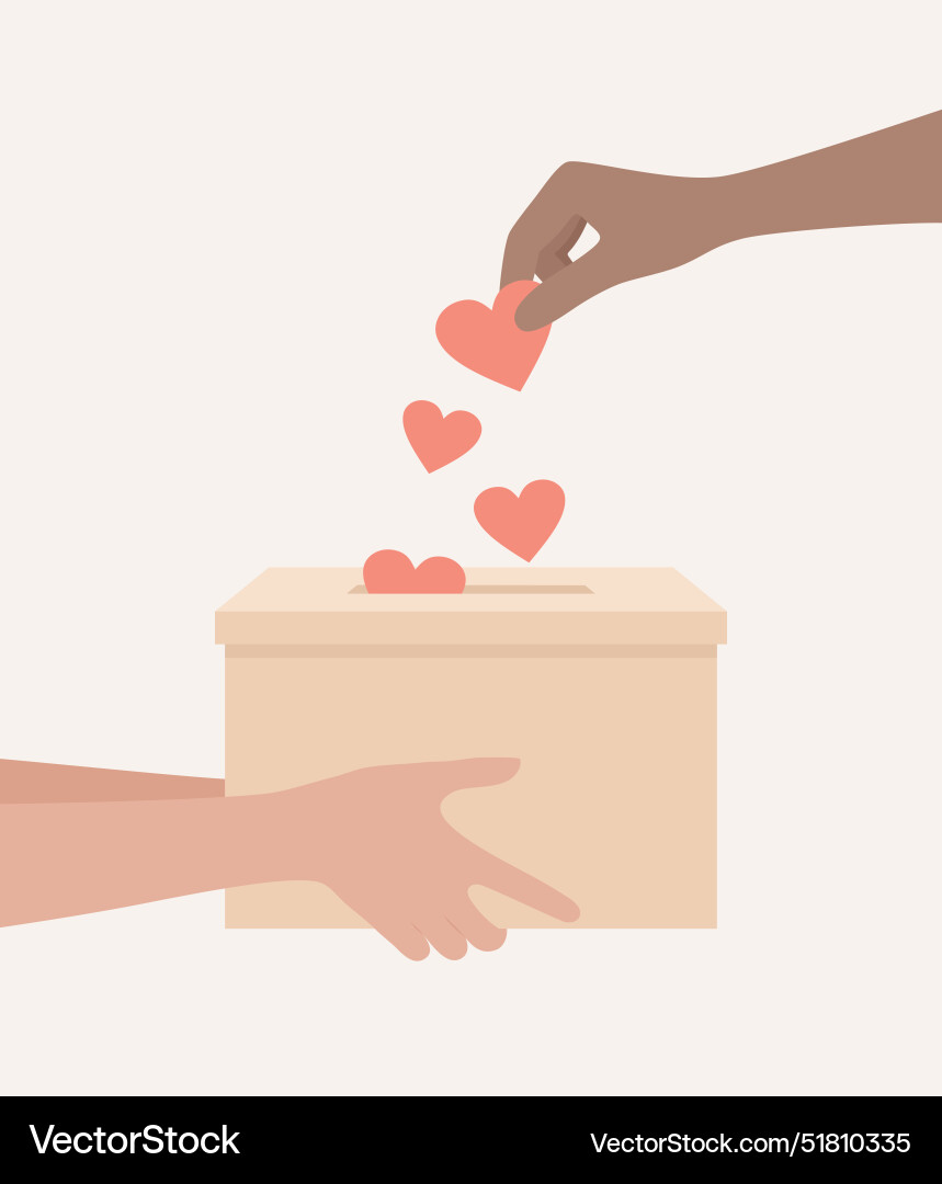 Hand throwing hearts into the box Royalty Free Vector Image