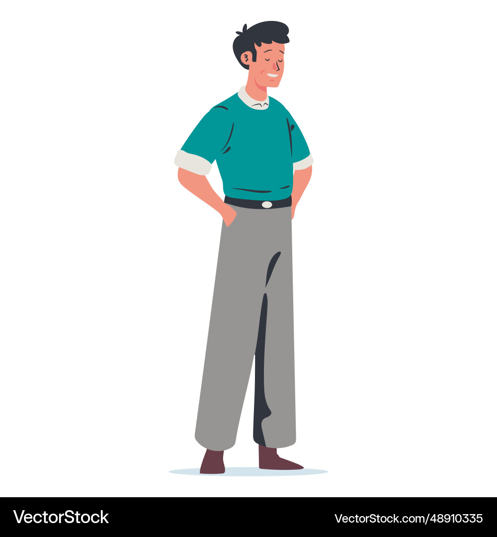 Man with hands in pocket character Royalty Free Vector Image