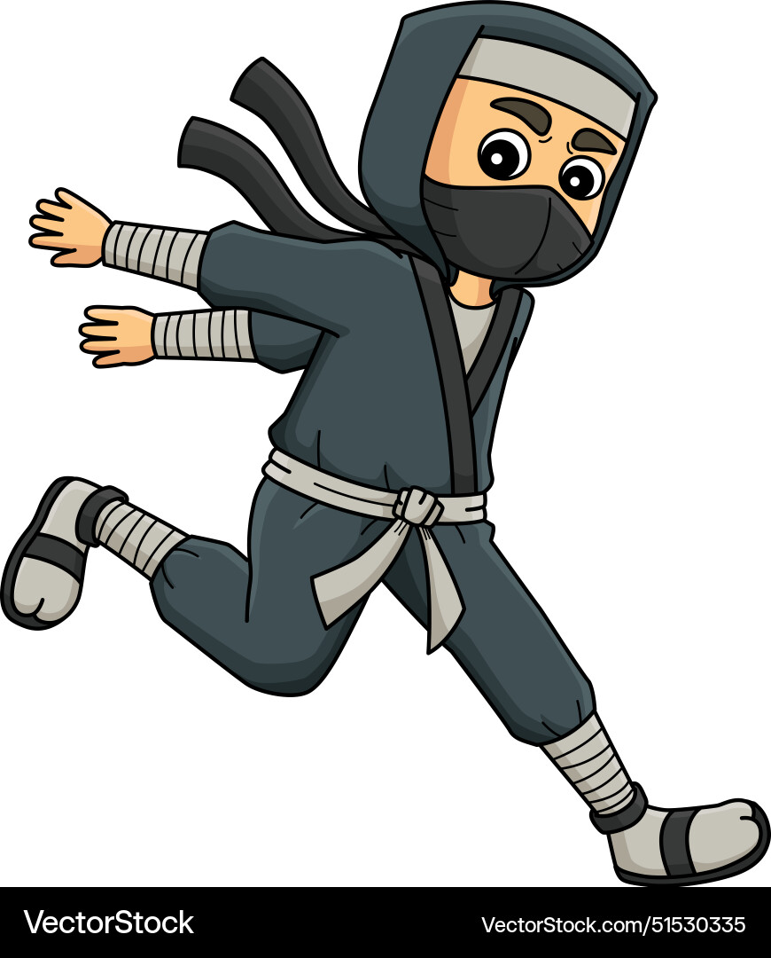 Ninja running cartoon colored clipart Royalty Free Vector