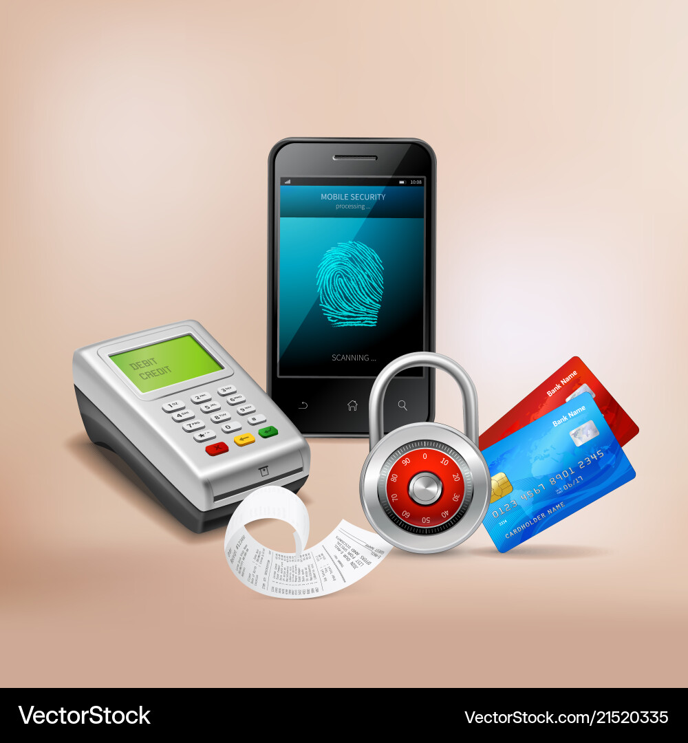 Payment protection realistic composition Vector Image