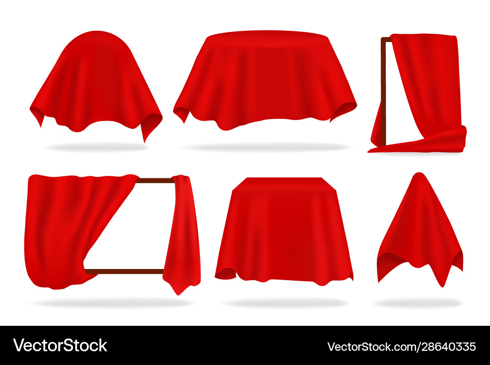 Red silk cover realistic covered objects Vector Image