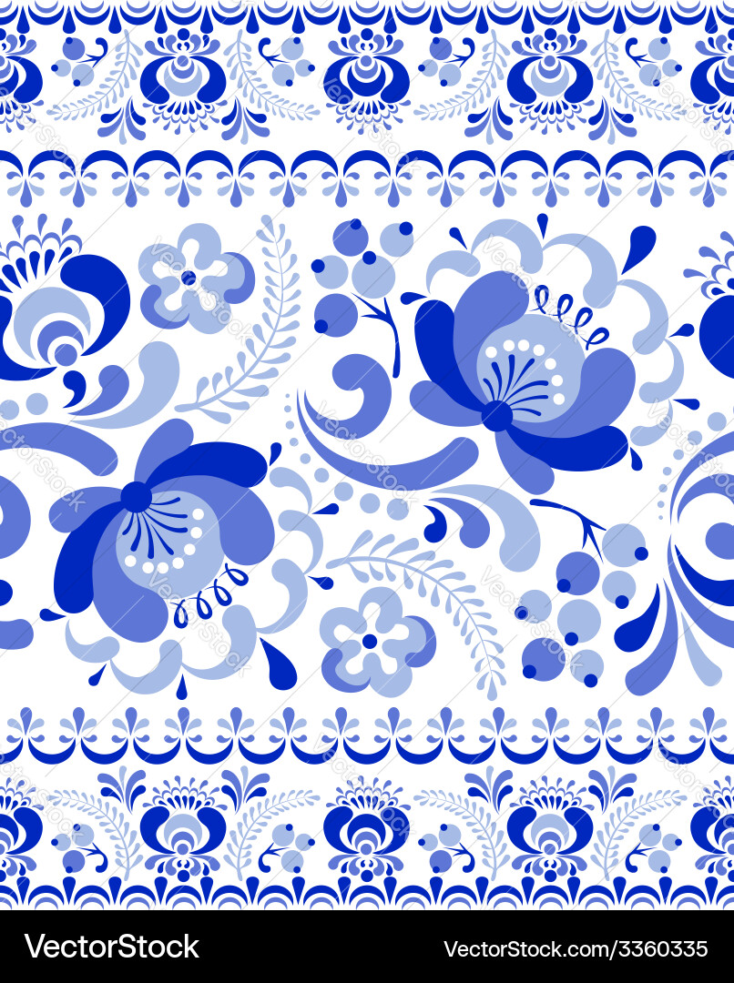 Russian Gzhel Ceramic Pattern Royalty Free Vector Image