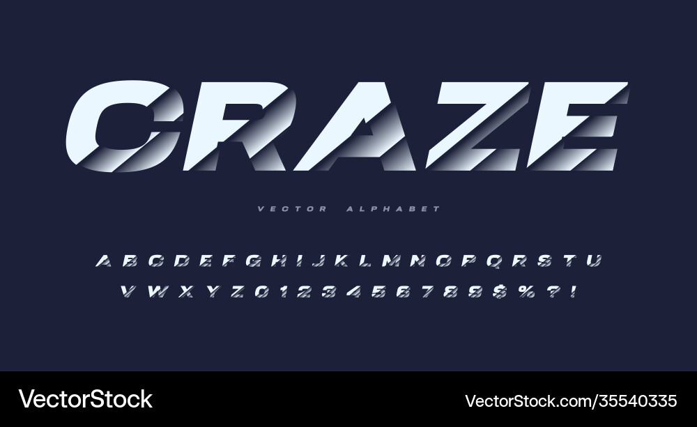 Sliced sans serif alphabet cut font Royalty Free Vector