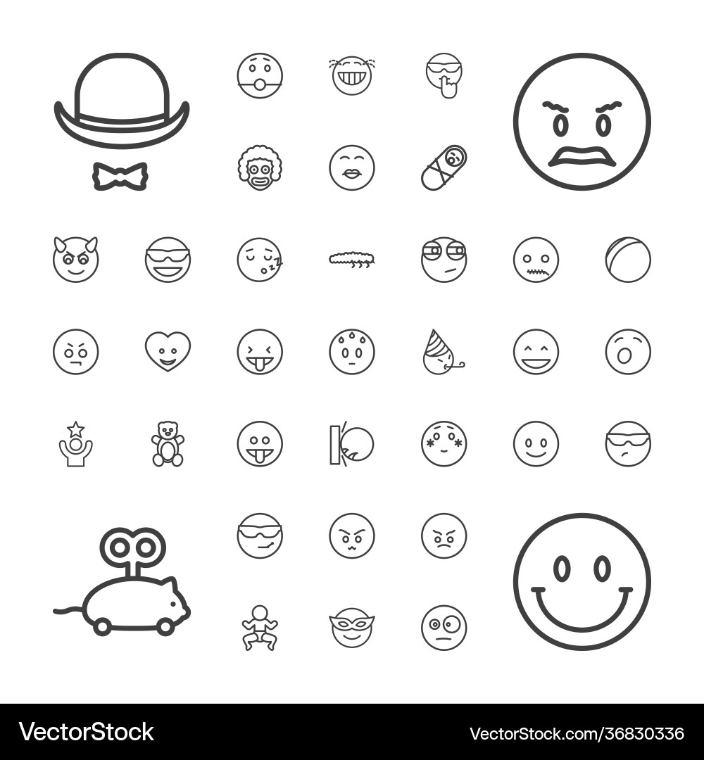 37 lustige Icons Lizenzfreies Vektorbild - VectorStock