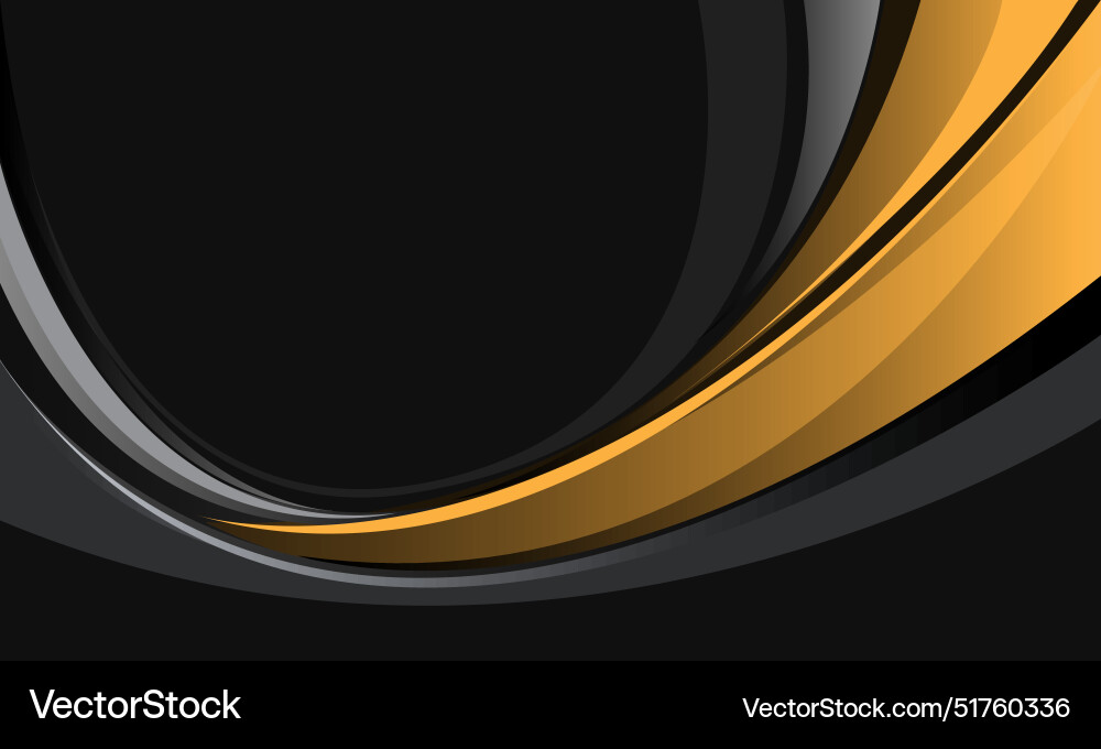 Abstract yellow grey curve geometric on black Vector Image