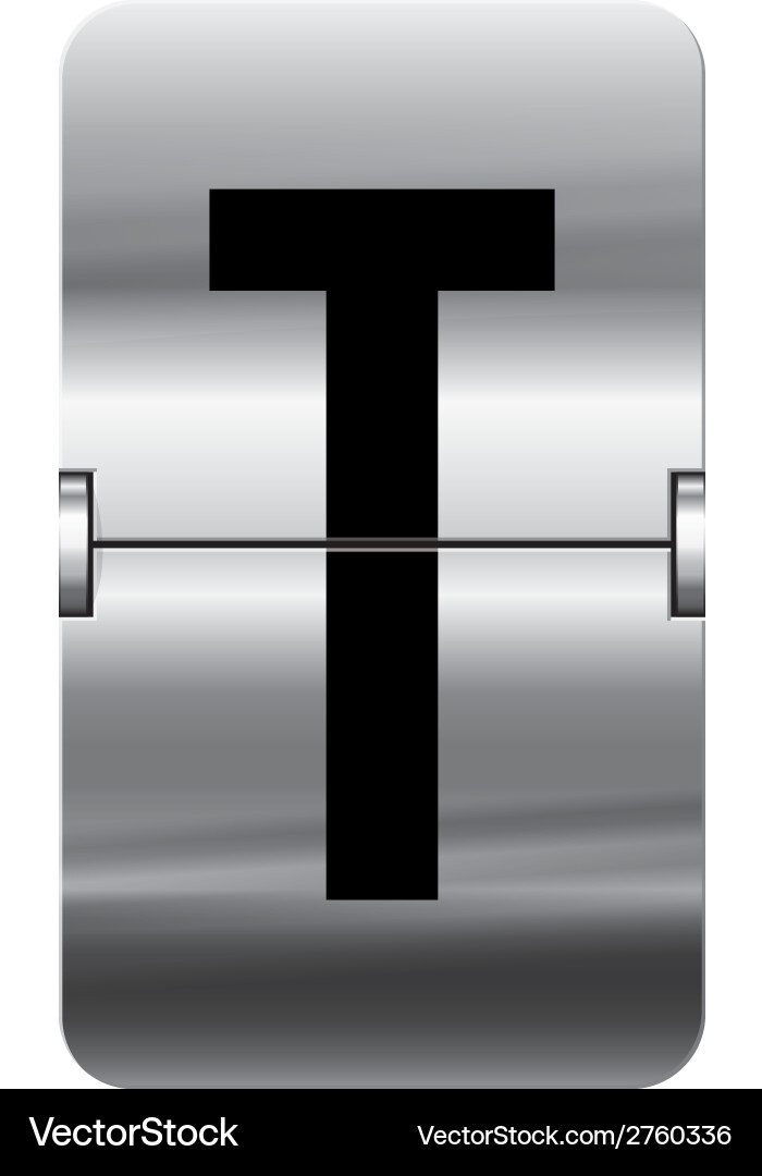 Alphabet silber Flipboard Buchstaben t Lizenzfreier Vektor