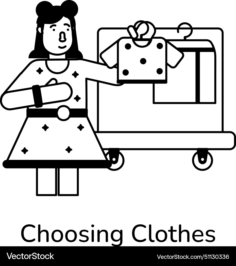 Choosing clothes Royalty Free Vector Image - VectorStock