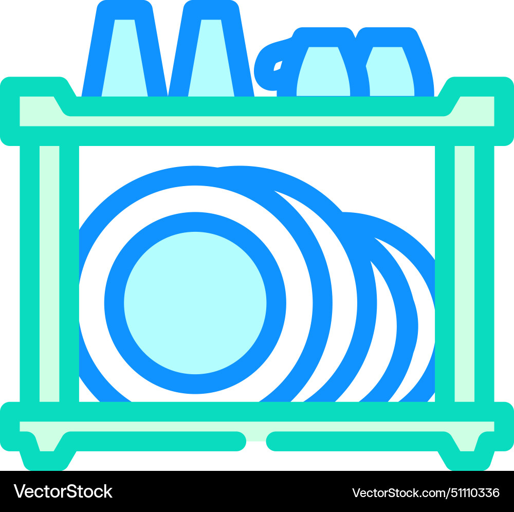 Dish rack restaurant equipment color icon Vector Image