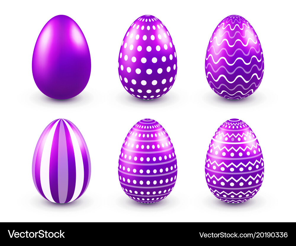 Easter eggs purple set spring holidays in april Vector Image