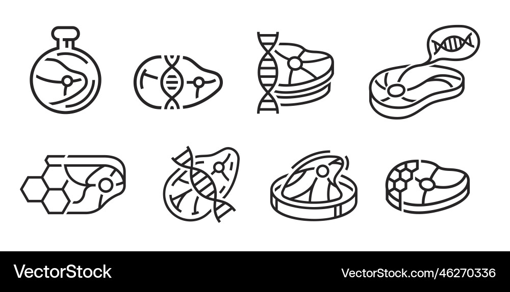 Lab grown meat signs editable Royalty Free Vector Image