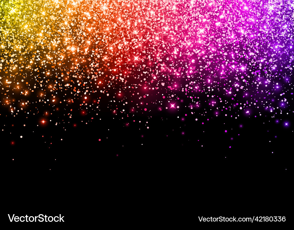 Multicolor sparkling scattered glitter on black Vector Image