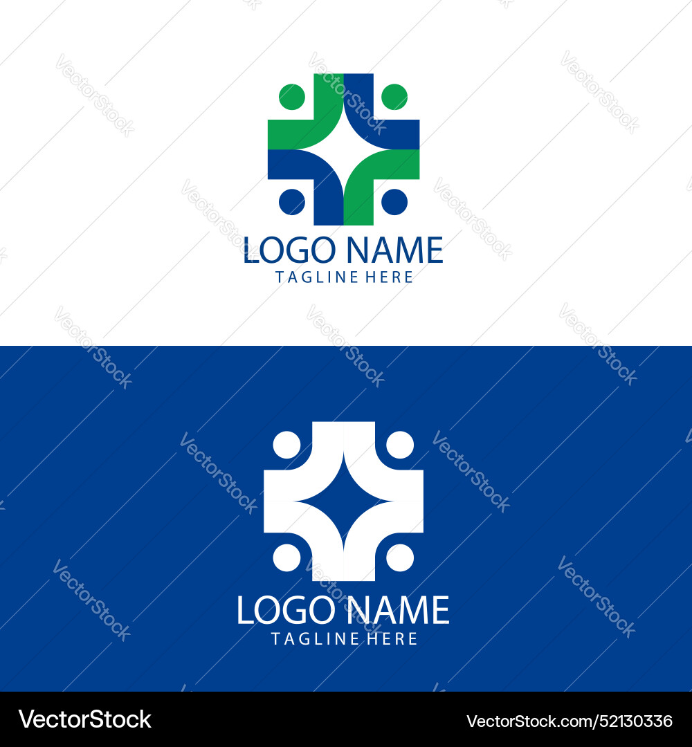People pharmacy logo design Royalty Free Vector Image
