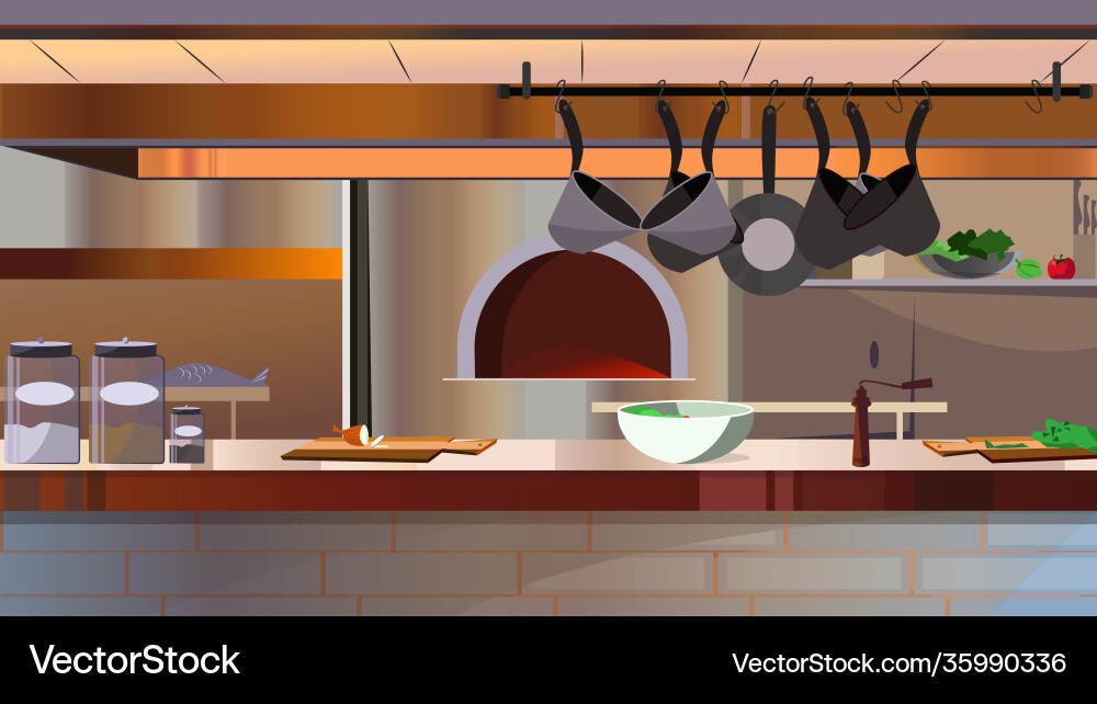 Restaurant Kitchen Vector Industrial Kitchen. Restaurant Modern