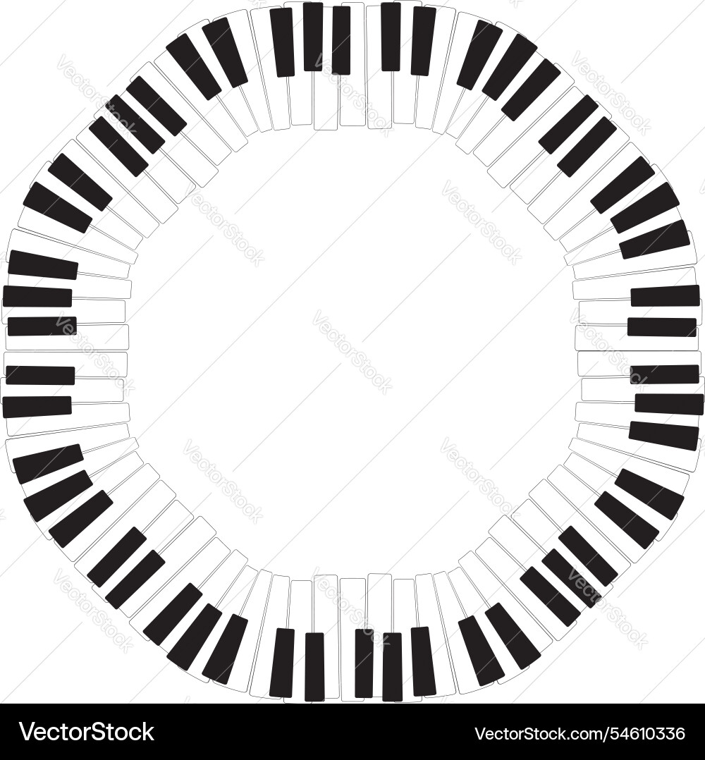 Round frame of piano keyboard Royalty Free Vector Image