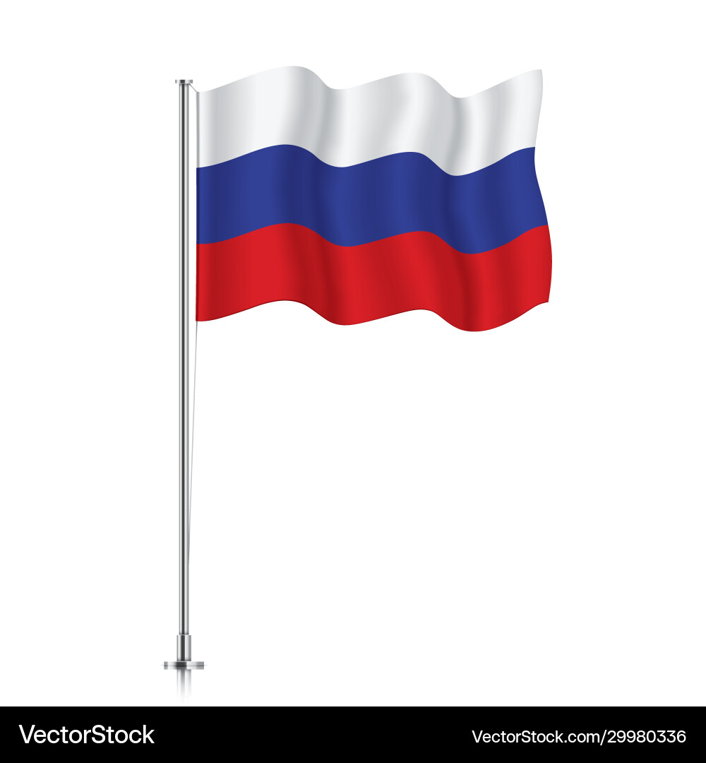 Russia flag on a metallic pole Royalty Free Vector Image
