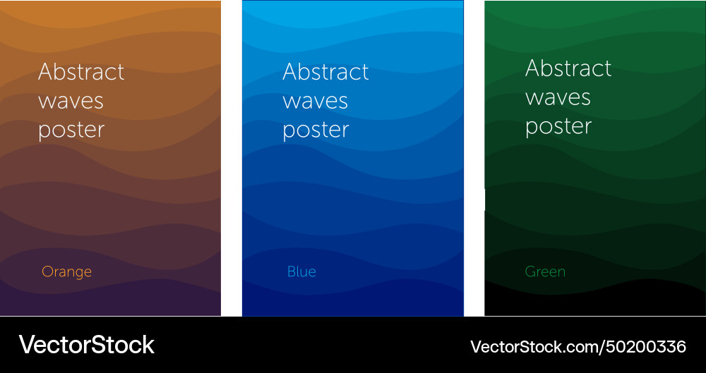 Set of abstract wavy posters Royalty Free Vector Image