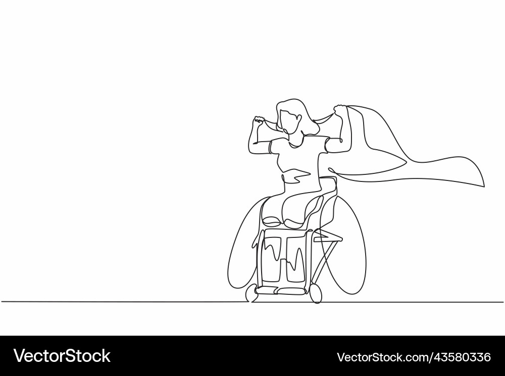 Single one line drawing young amputee woman Vector Image