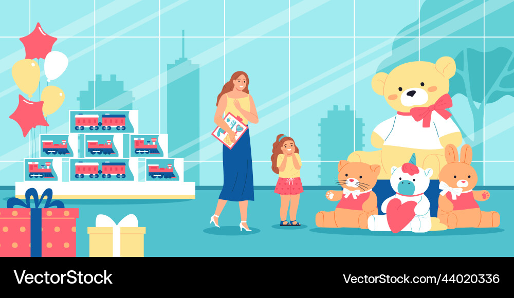 Toy shop flat Royalty Free Vector Image - VectorStock