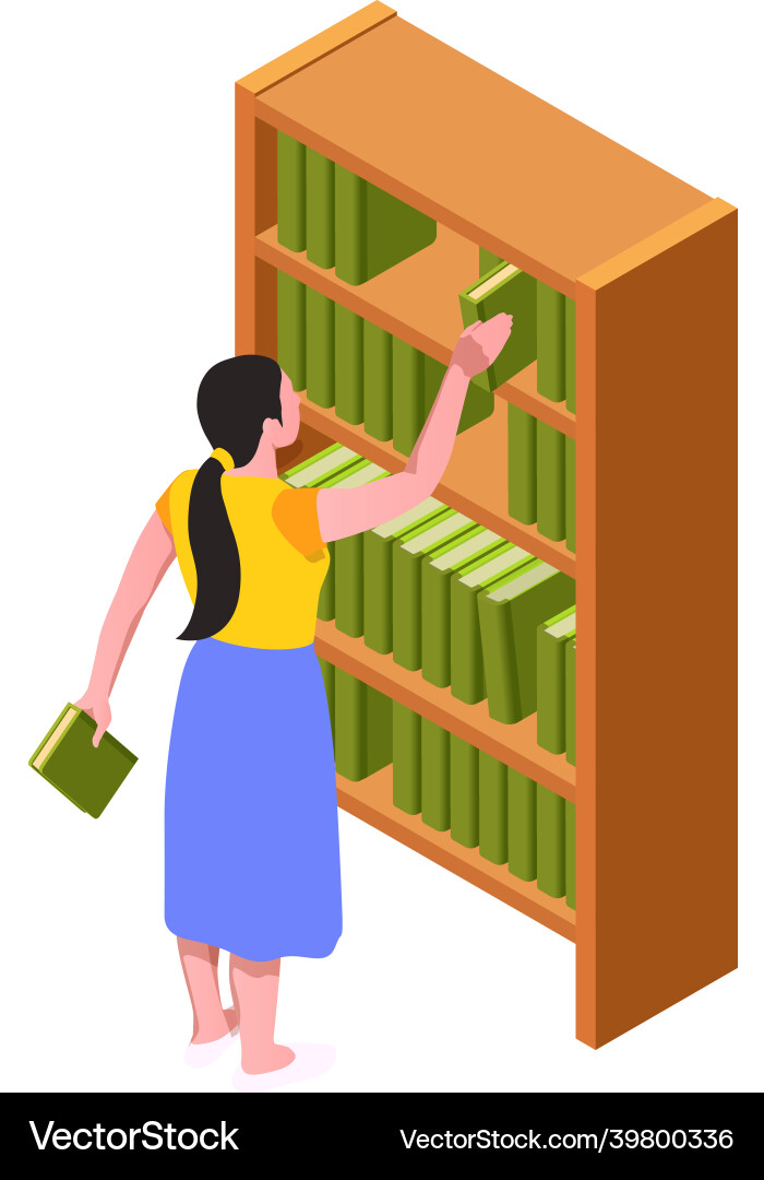 Woman in library Royalty Free Vector Image - VectorStock