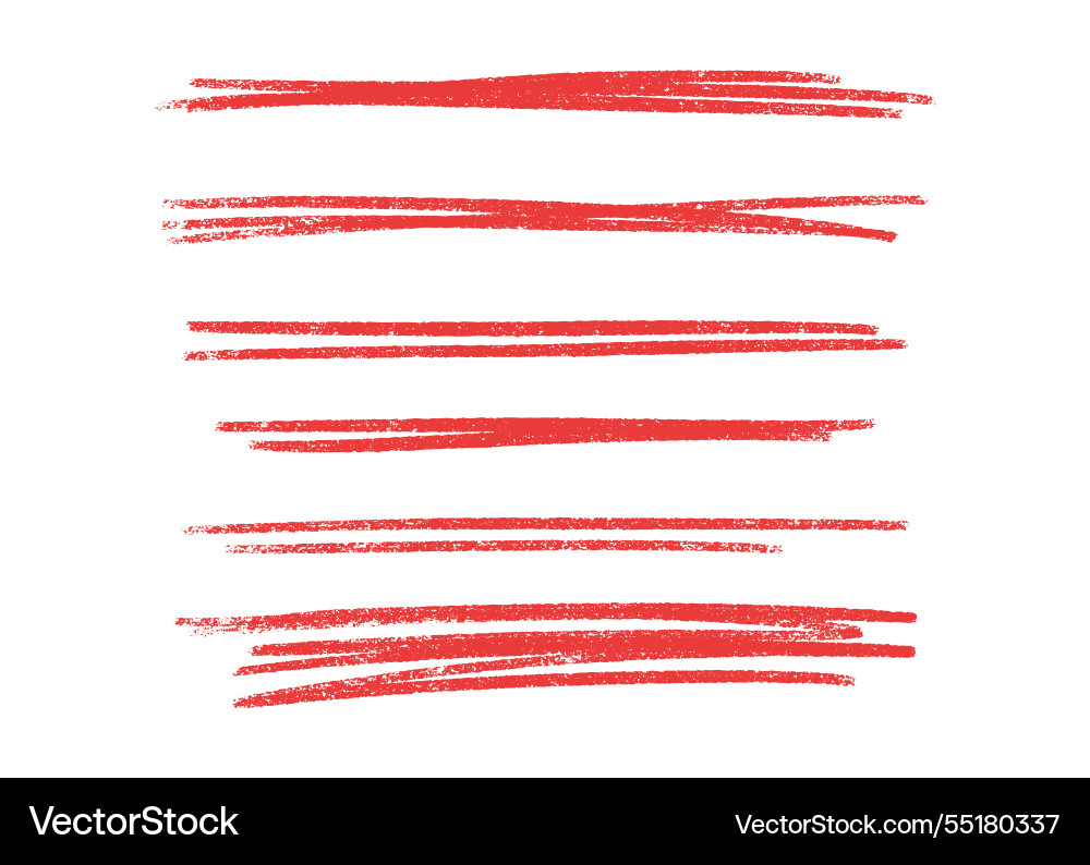 Crayon underline collection of red textured Vector Image