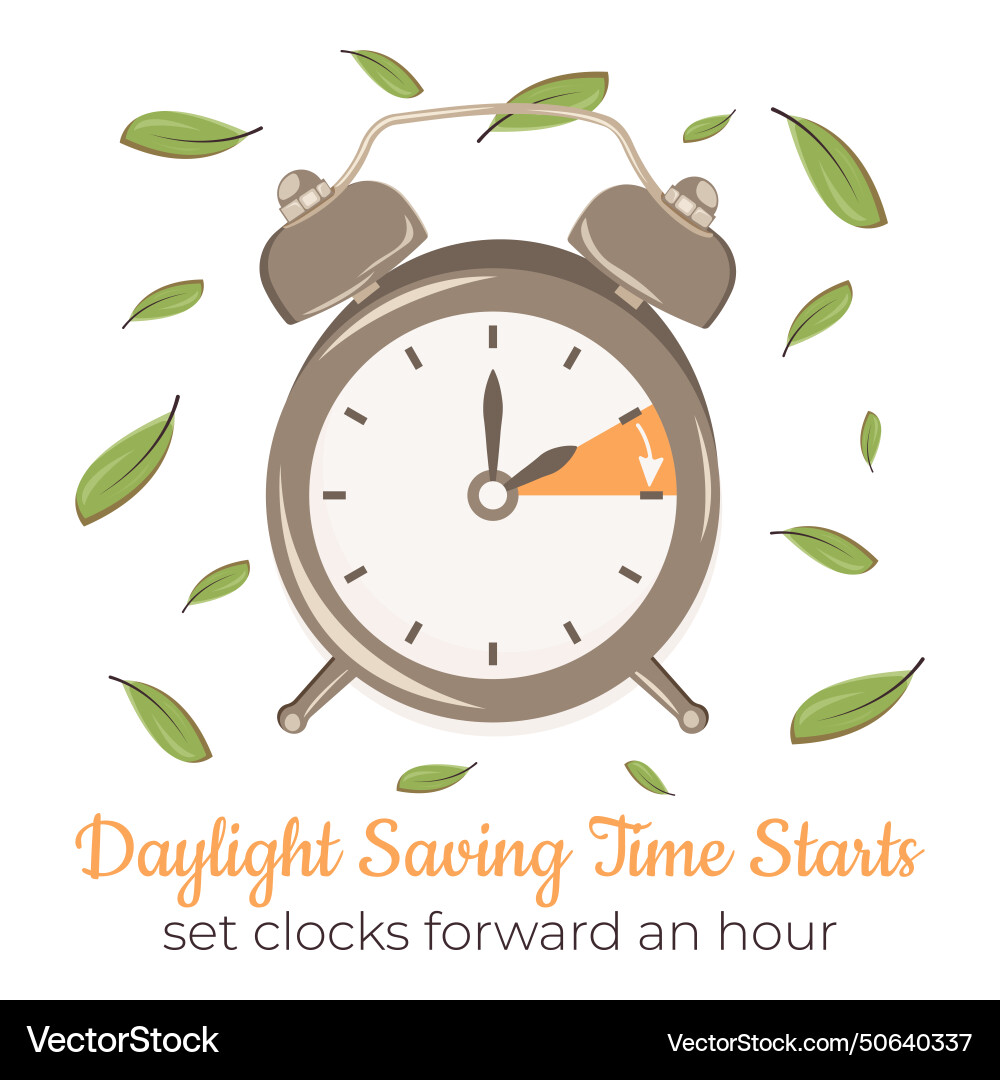 Daylight saving time starts in pastel colored Vector Image
