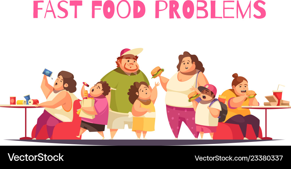Fast food problems concept Royalty Free Vector Image