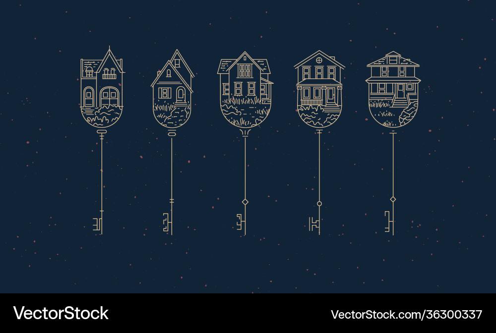Modern graphic house key collection blue Vector Image