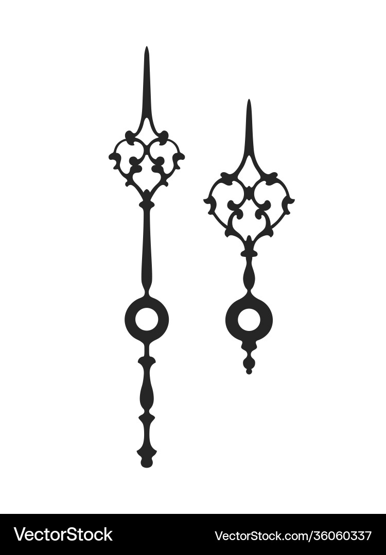 Old clock hands isolated on white background Vector Image