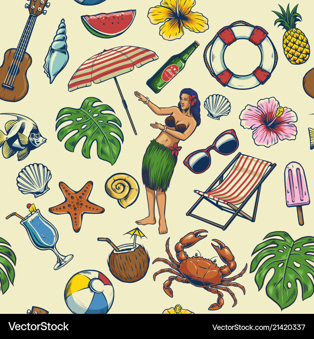 Seamless colorful summer pattern Royalty Free Vector Image