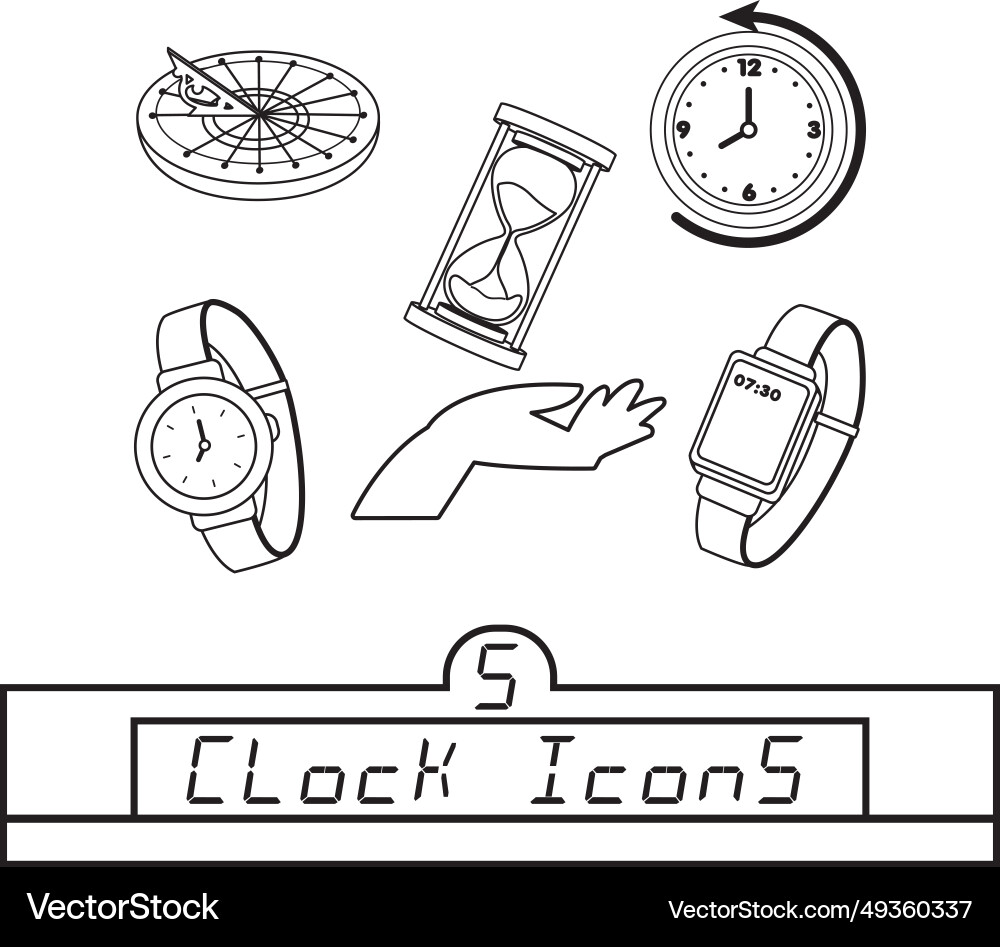 Set of different clock icons Royalty Free Vector Image