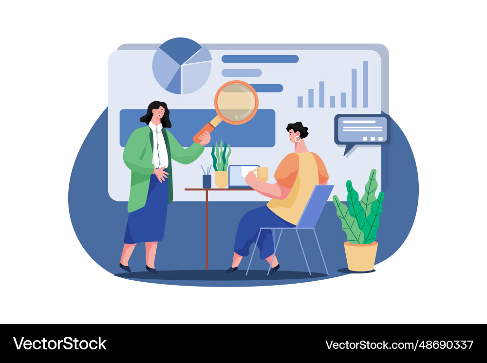 Two people are researching the market Royalty Free Vector