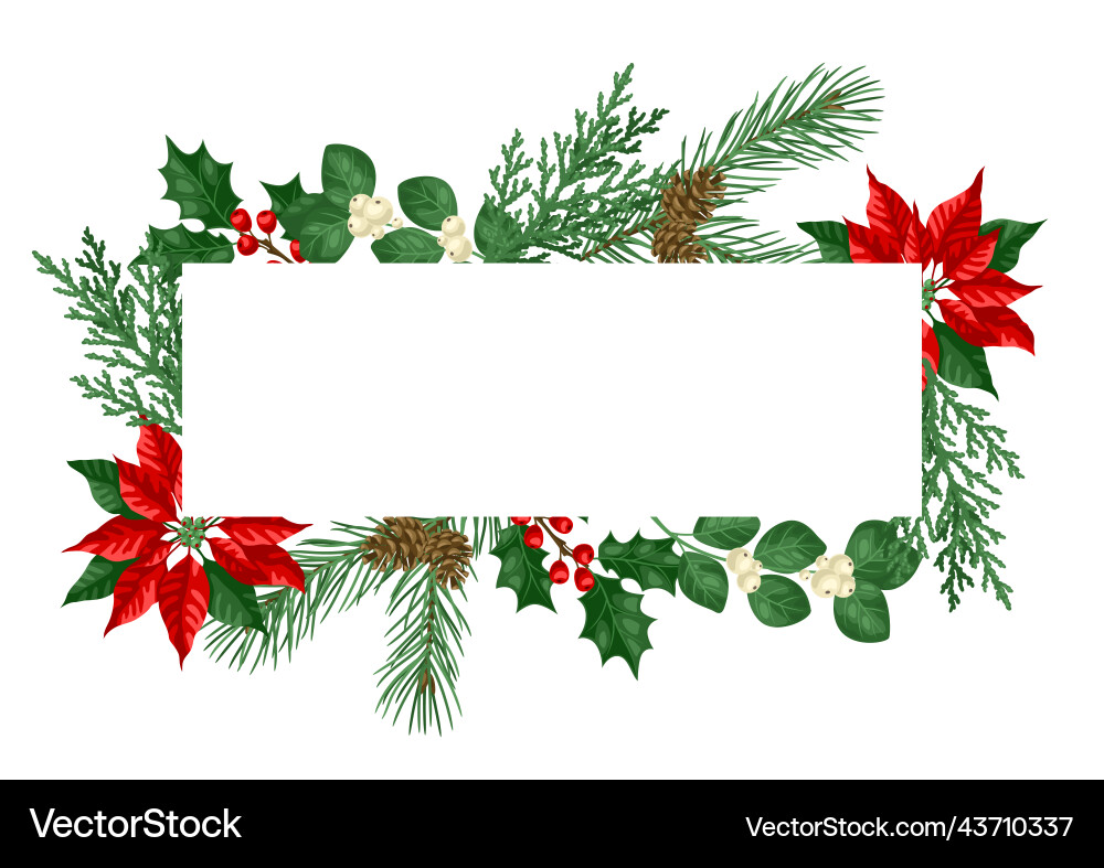 Winter Holiday Card with Festive Plants – Royalty-Free Vector | VectorStock