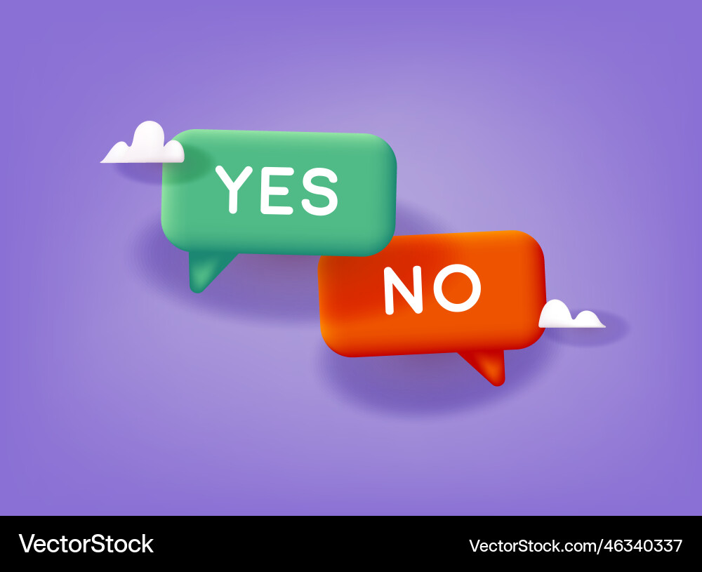 Yes no word text on talk shape green and red Vector Image