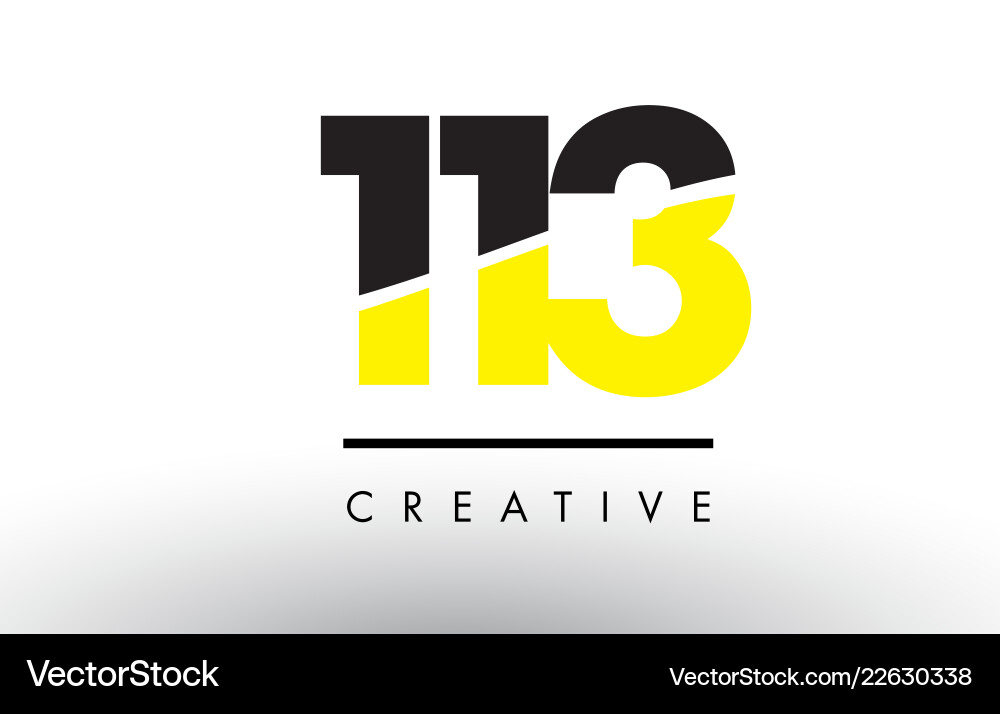 113 black and yellow number logo design Royalty Free Vector