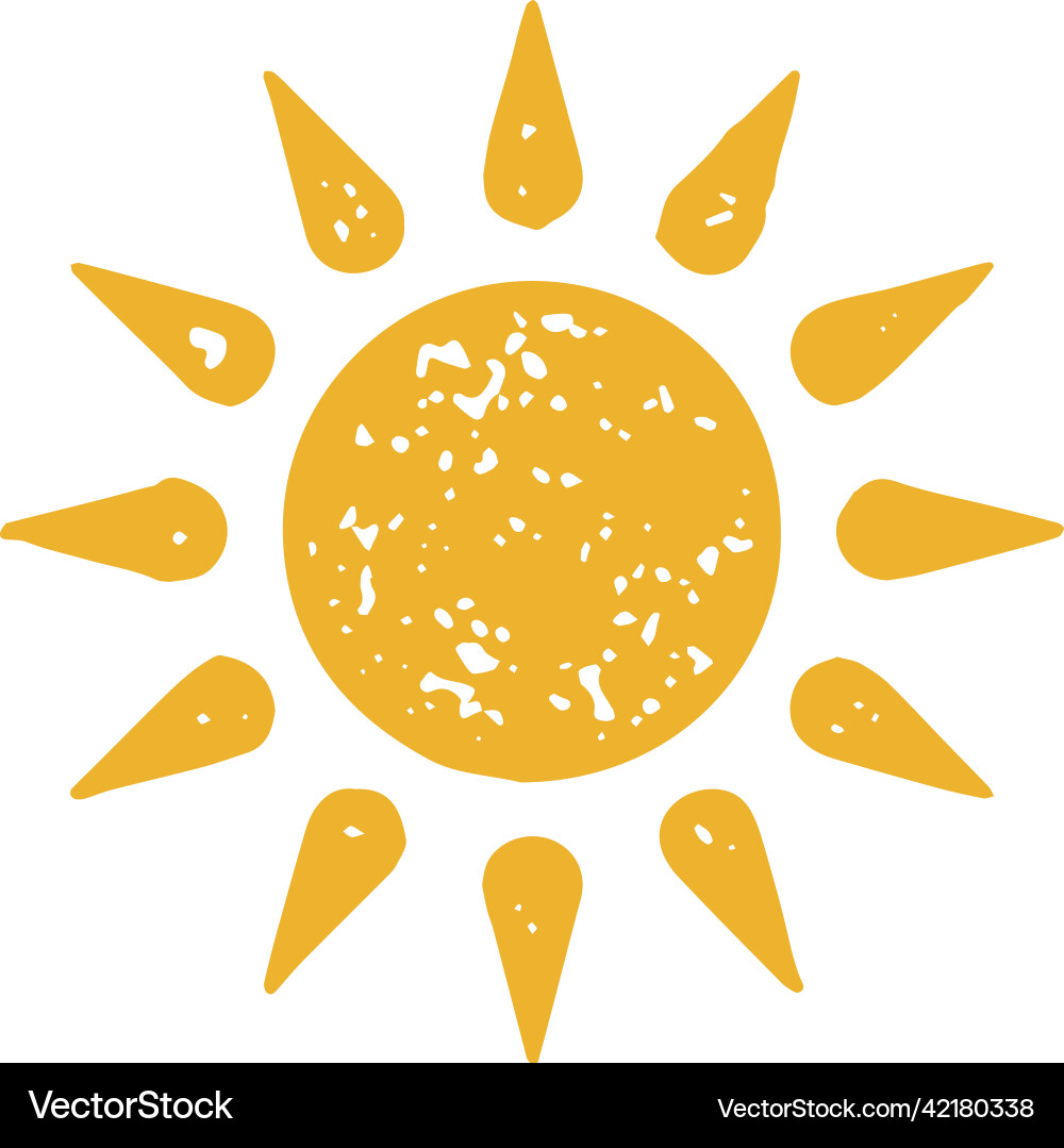 Bright yellow round sun with beams monochrome Vector Image