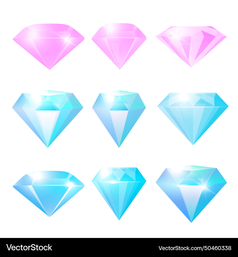Diamonds set isolated on white background jewels Vector Image