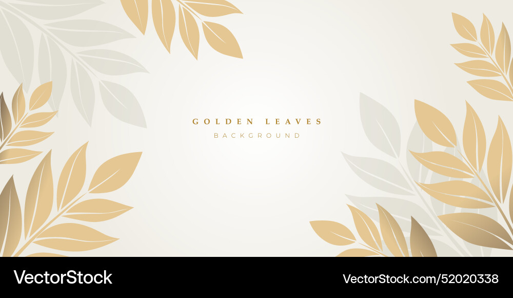Elegant gradient golden leaves pattern background Vector Image
