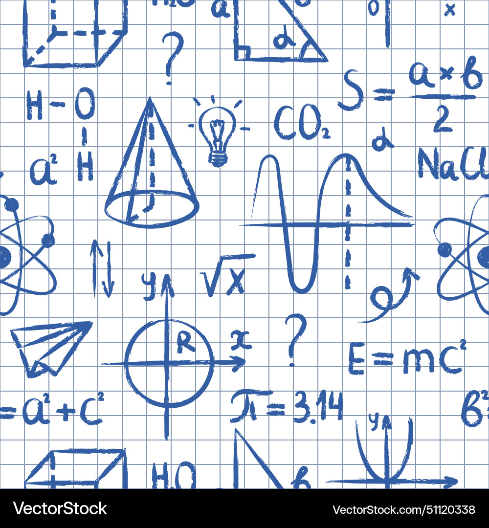 Hand drawn educational objects on checkered sheet Vector Image