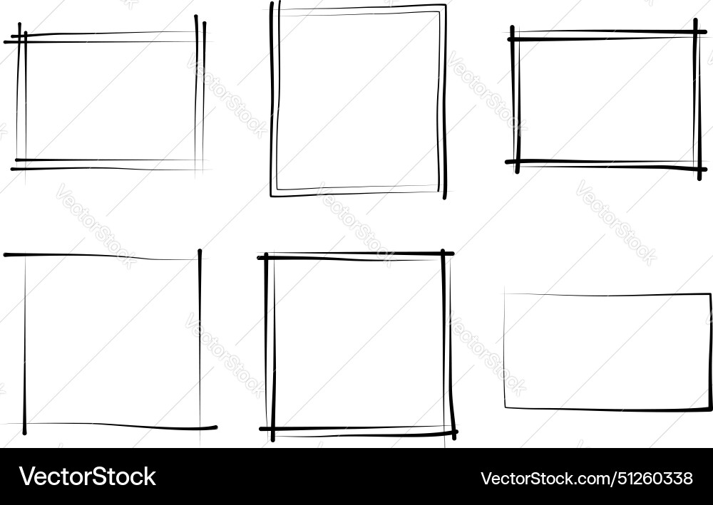 Hand drawn frame square double thin line Vector Image