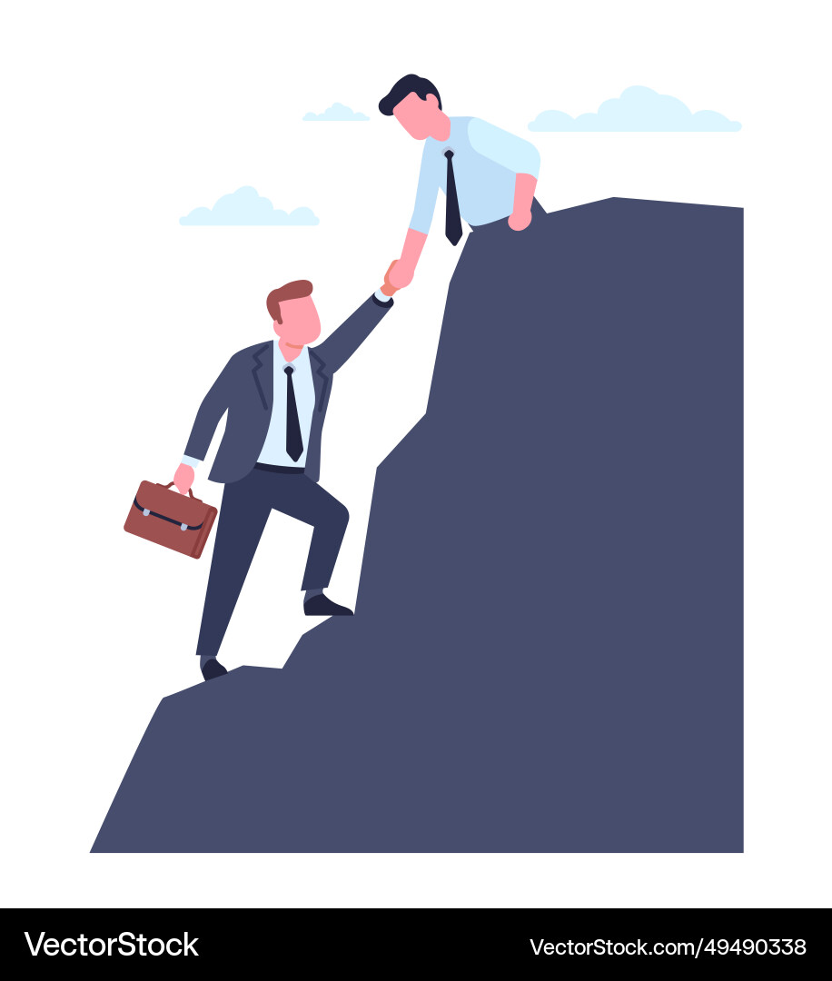 Helping hand one businessman supporting another Vector Image