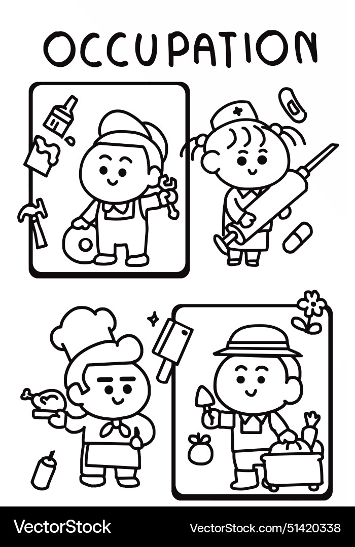 Labour cartoon coloring pages style Royalty Free Vector