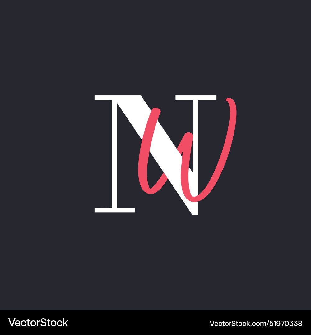 Letter nw logo perfectly blended initials Vector Image