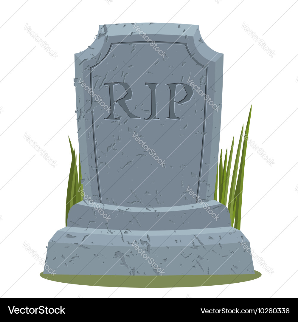 Old gravestone with cracks tomb isolated grave Vector Image