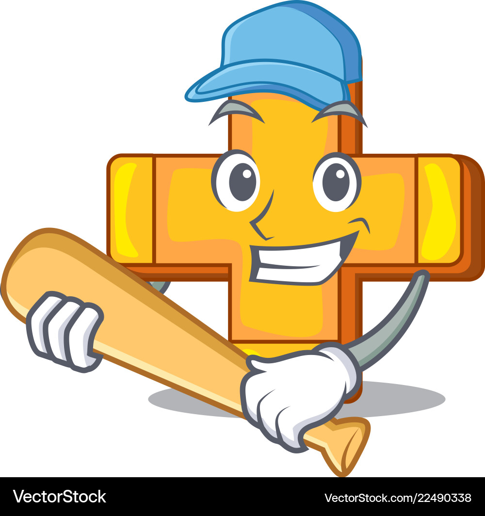 Playing baseball character line draw symbol plus Vector Image