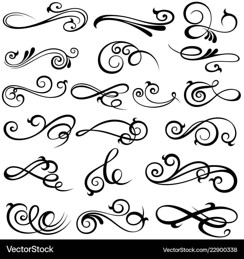 Set of elegant decorative filigree elements Vector Image