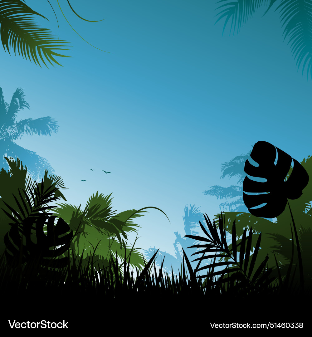 Tropical jungle rainforest background Royalty Free Vector
