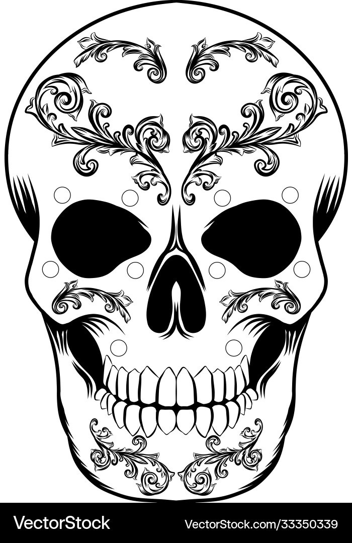 Day Of The Dead Skull Drawings Black And White