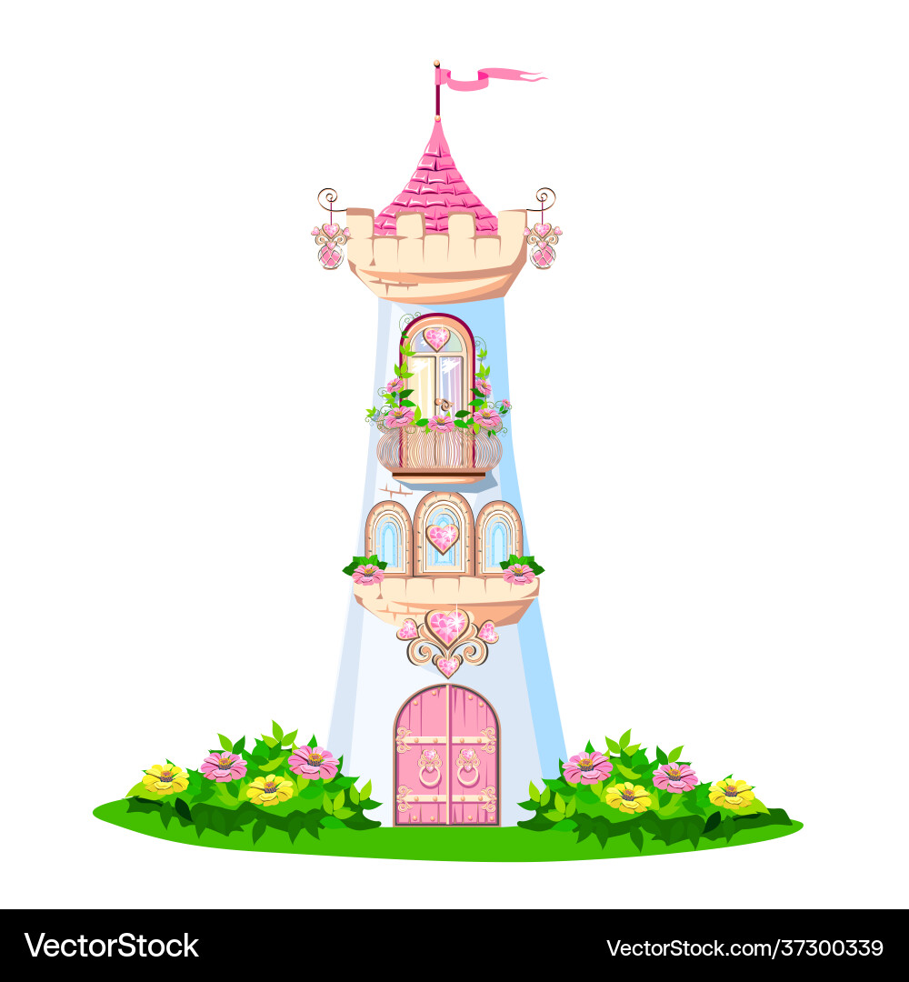 Fairytale background with princess castle Vector Image