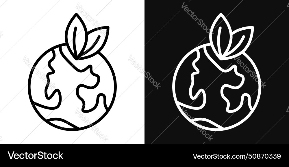 Green earth planet icon set save world Royalty Free Vector