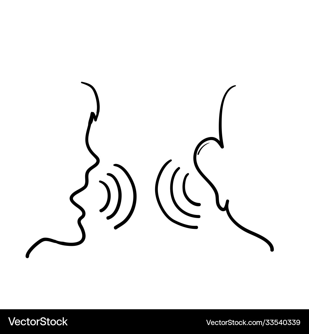 Hand drawn doodle people speak and listen icon Vector Image